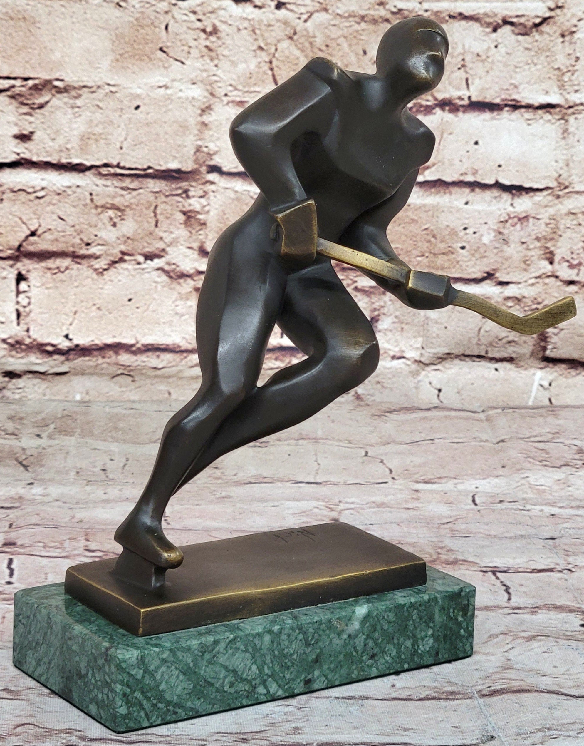 Red Barrel Studio® Sarakate Bronze Metal Hockey Player Trophy Sculpture ...