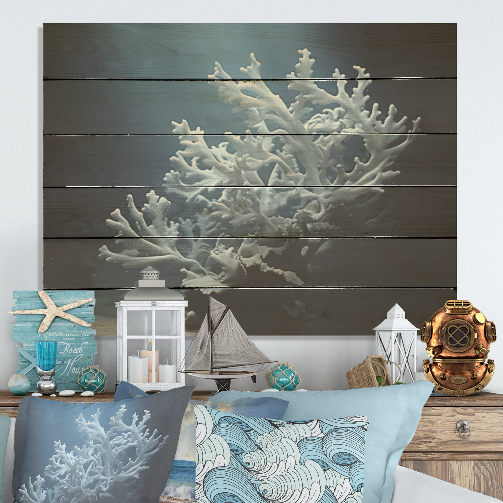 Beachcrest Home™ Black And Blue Anemone Reef - Coastal Coral Under ...