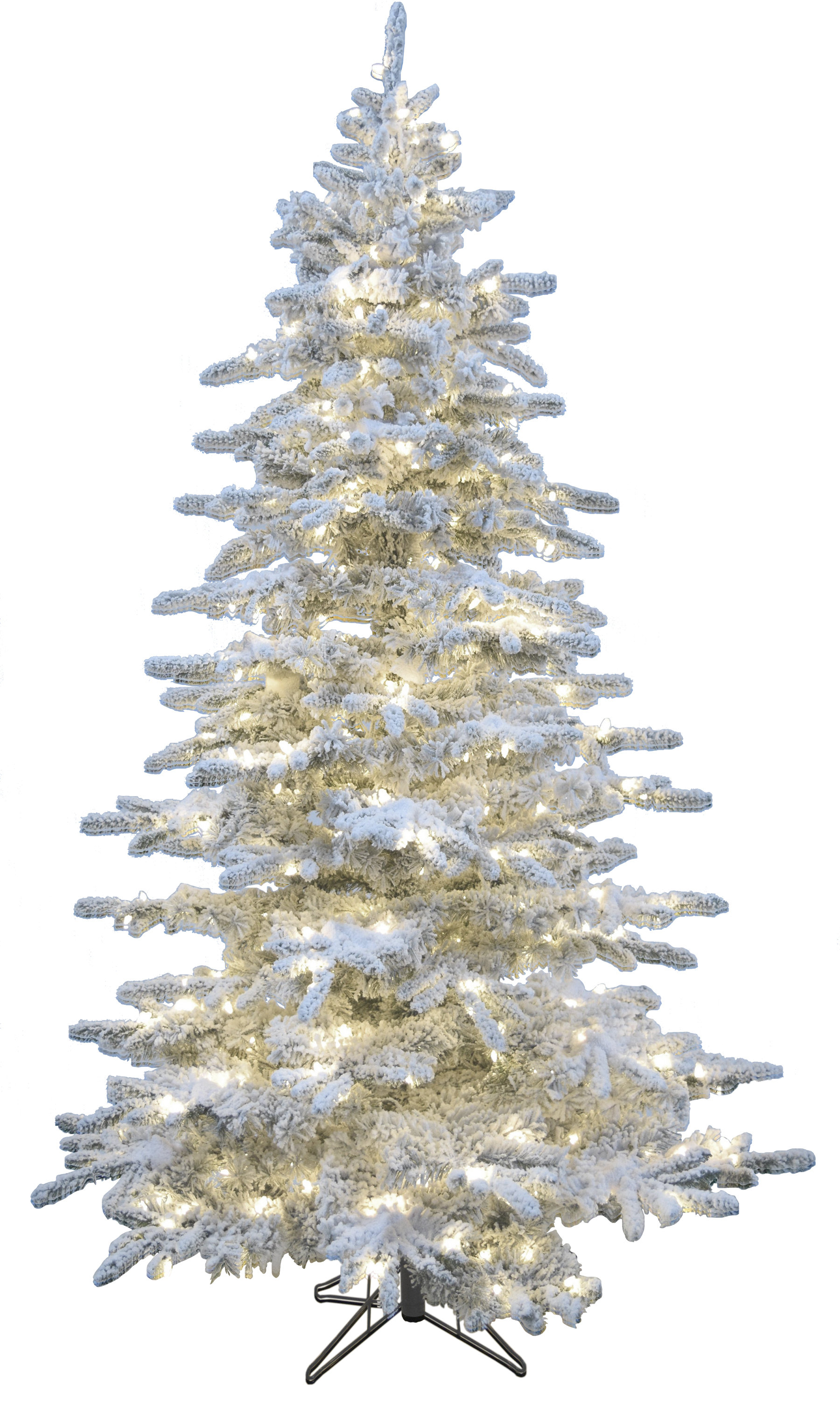 Christmas Time 6.5' White Pine Artificial Christmas Tree with 450 Clear ...