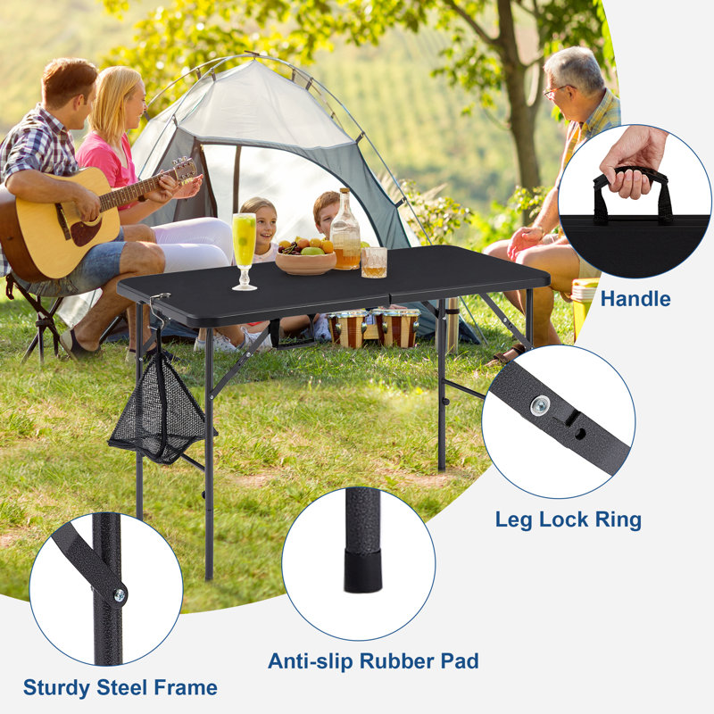 Arlmont & Co. Reahna Camping Table Bi-Folding Table Portable Foldable ...