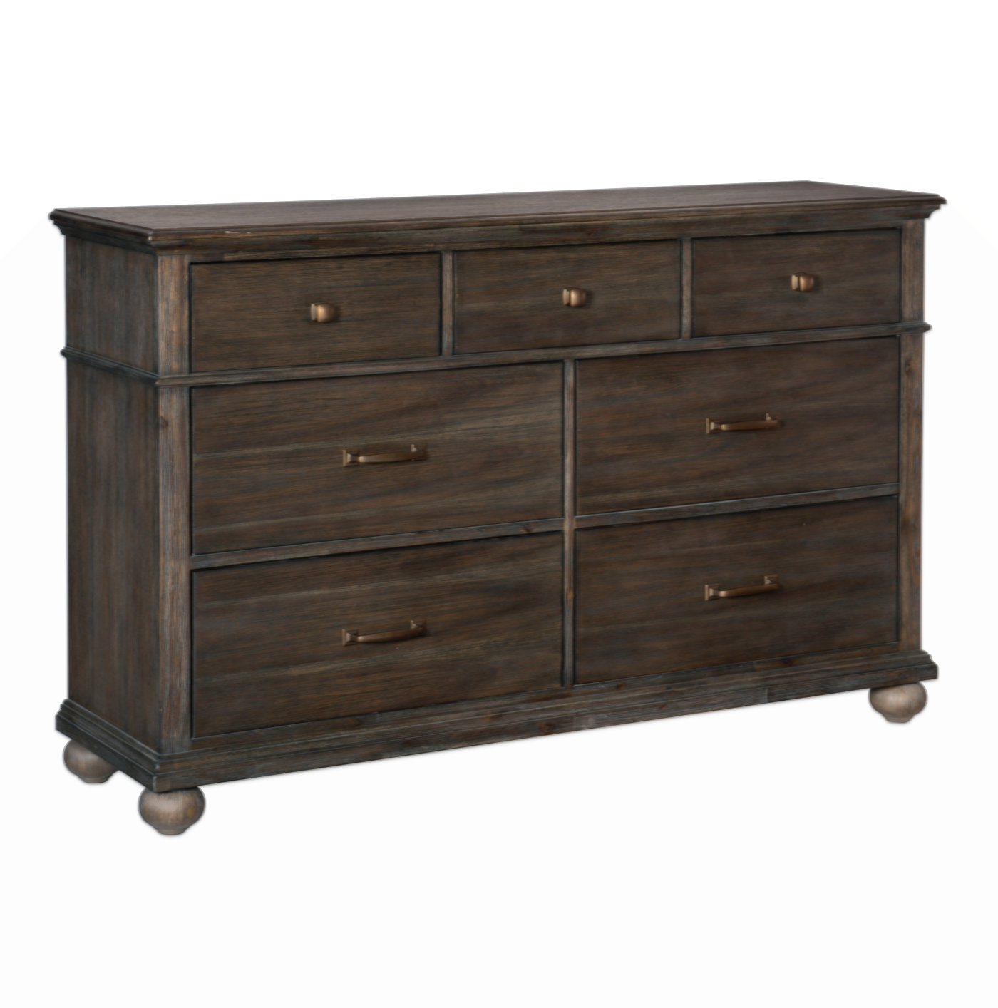 Canora Grey Classic Rustic Dresser Of 7 Drawers Wooden Bedroom ...