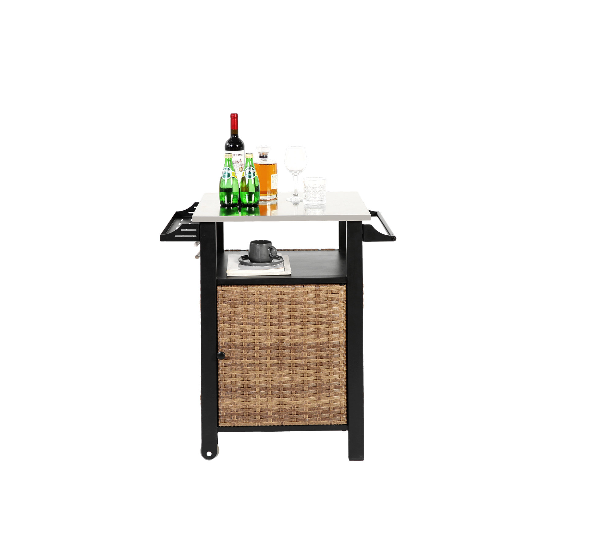 Winston Porter Single Door Bar Cart,Outdoor Kitchen Wicker Island ...