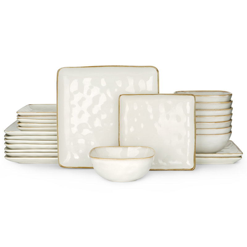 Famiware Stoneware Dinnerware Sets, 24-Piece Dish Set | Wayfair