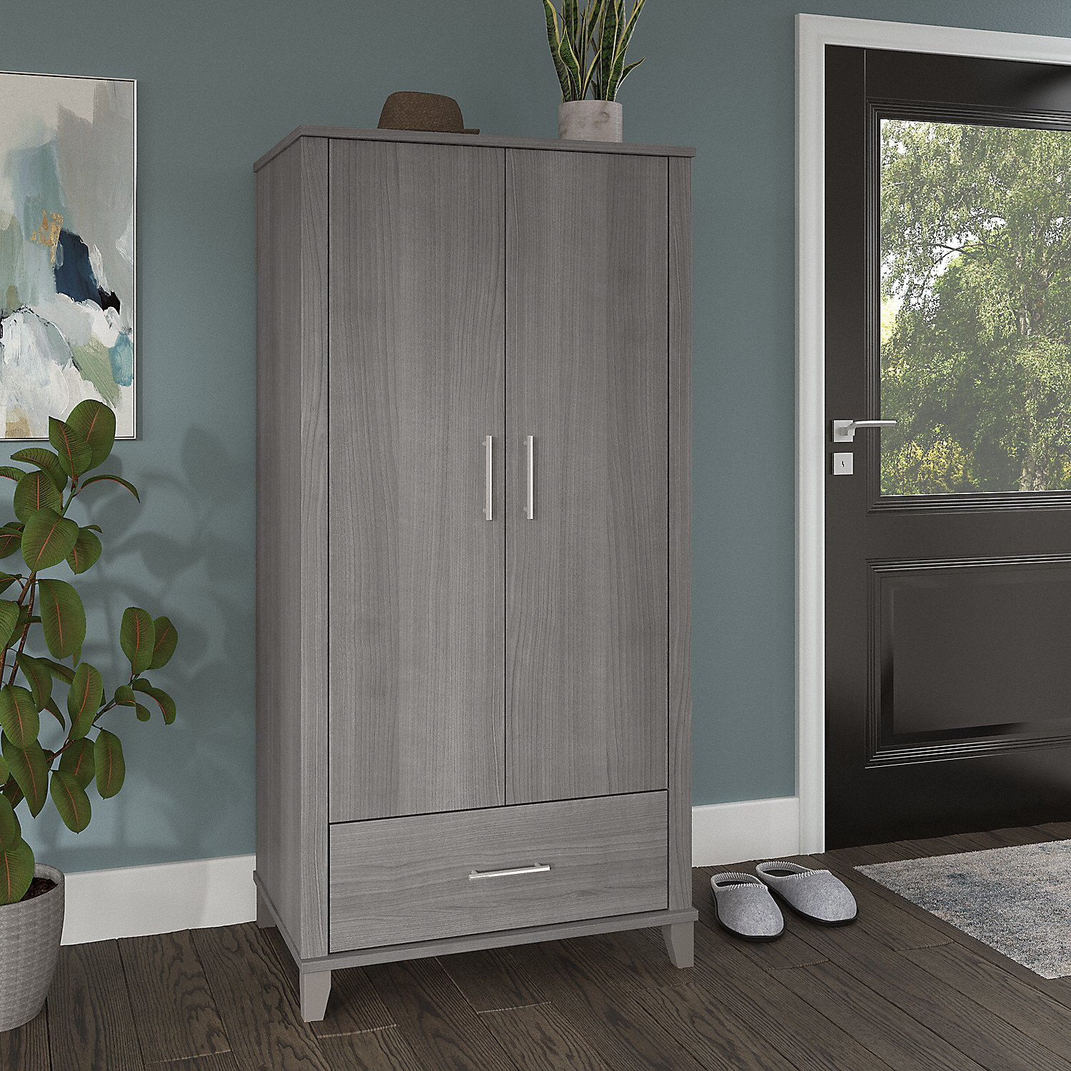 Wade Logan Anousha Tall Entryway Cabinet With Doors And Drawer | Wayfair