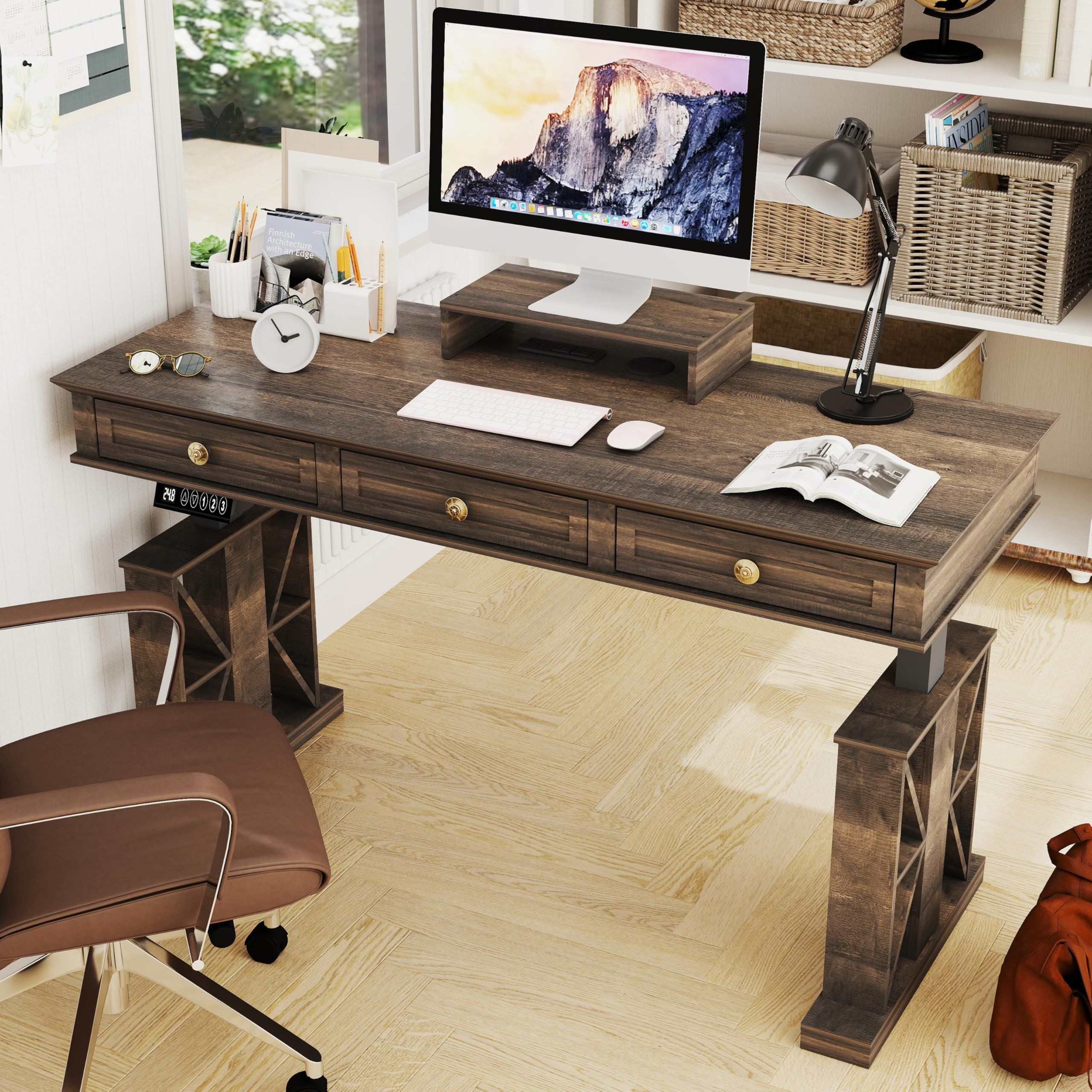 Gracie Oaks Minimalist Style Height Adjustable Standing Desk & Reviews ...