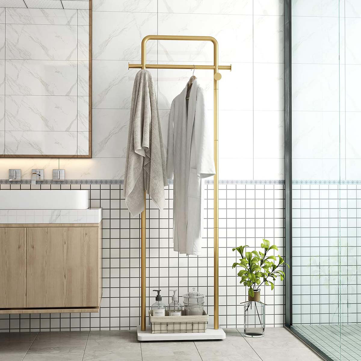 Mercer41 Gold Clothing Racks With Shelf, Heavy Duty Gold Clothes Racks ...