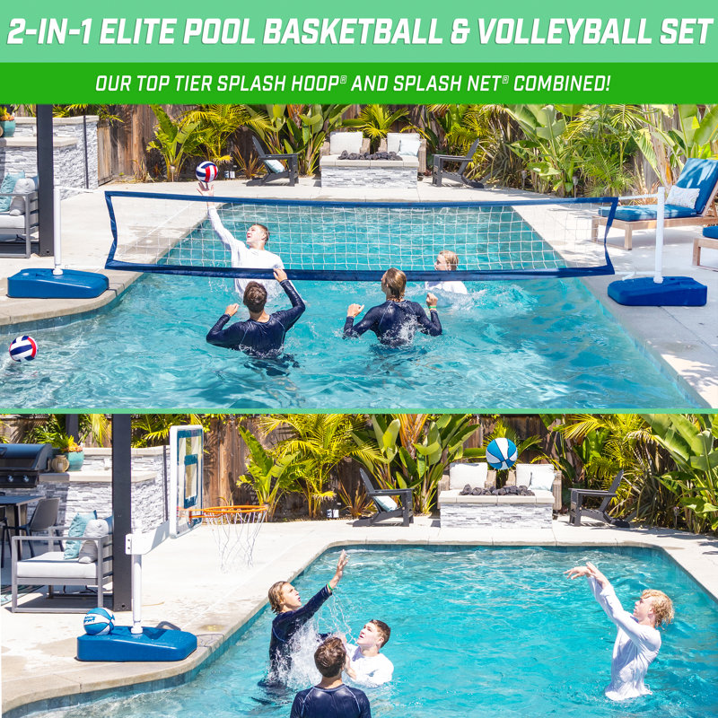 GoSports Splash Hoop ELITE 2-in-1 Pool Basketball & Volleyball Game Set ...