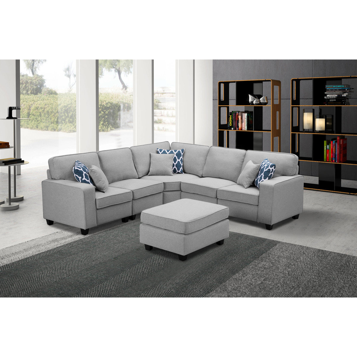 Latitude Run® 6 Piece Modular Sectional Sofa And Ottoman In Dark Gray ...