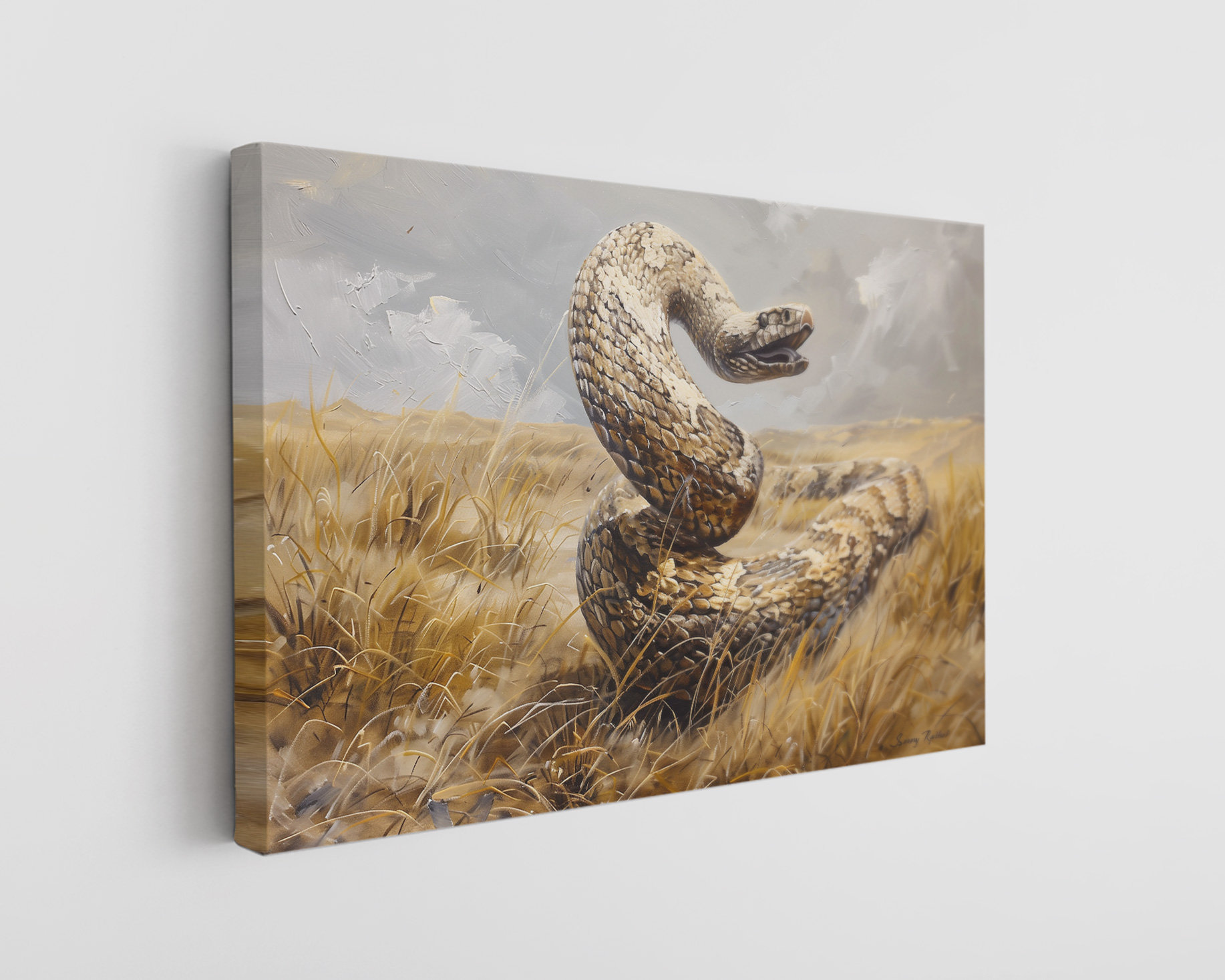 Lark Manor Oil Painting of a Snake Canvas Print, Modern Wall Art Decor ...