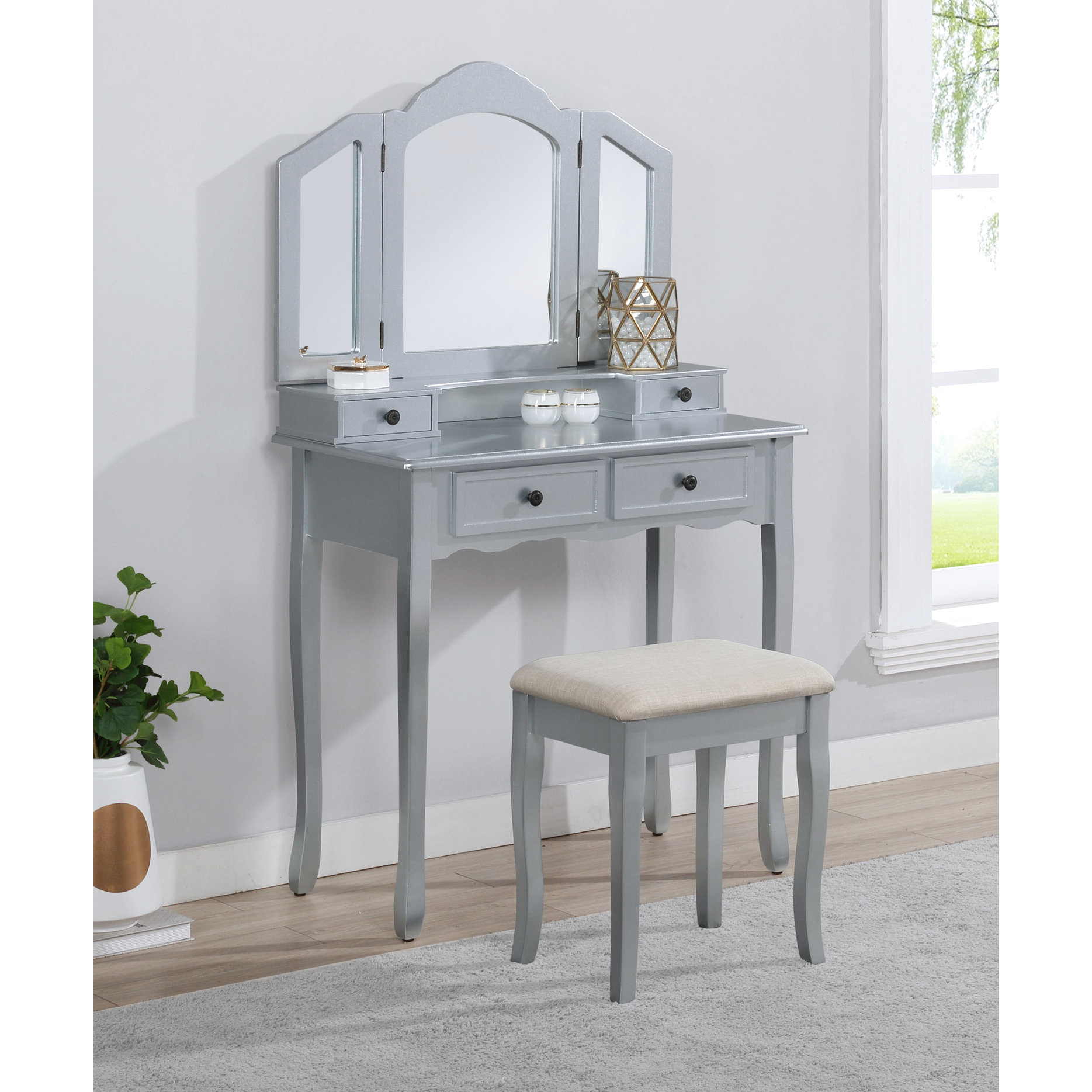 Mercer41 Vanity Make Up Table And Seat - Fine Woodworking Stylish ...