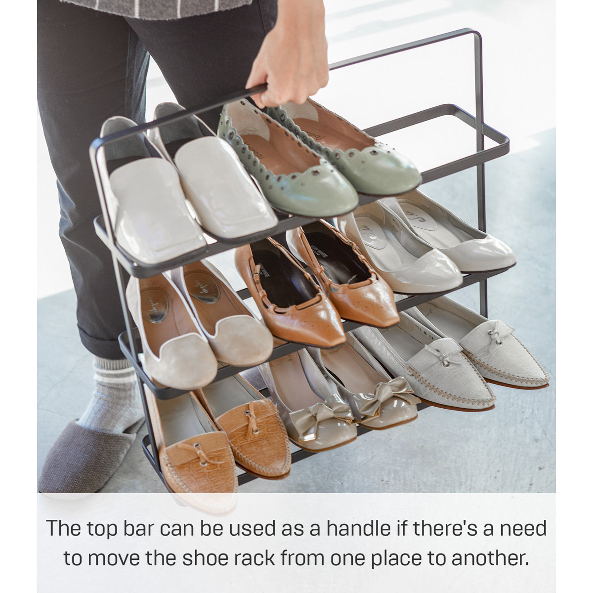Yamazaki Home Shoe Rack, Wide, Short, Steel, Short, Holds 6 to 9 shoes ...