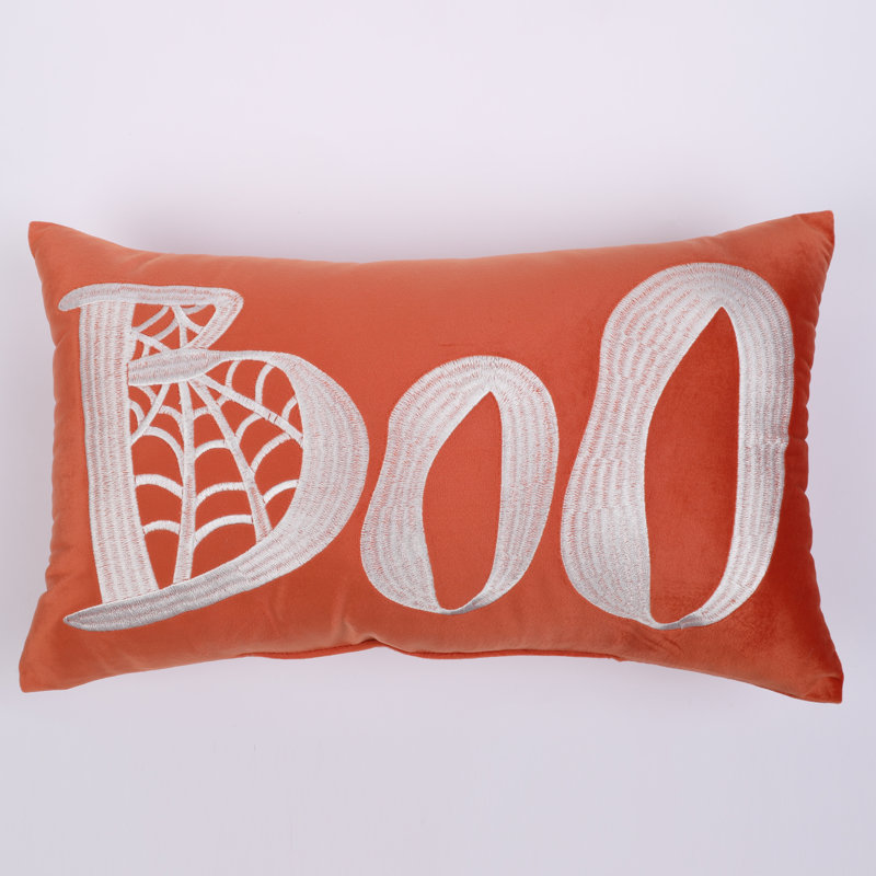 Tempo Boo Embroidered Lumbar Throw Pillow | Wayfair