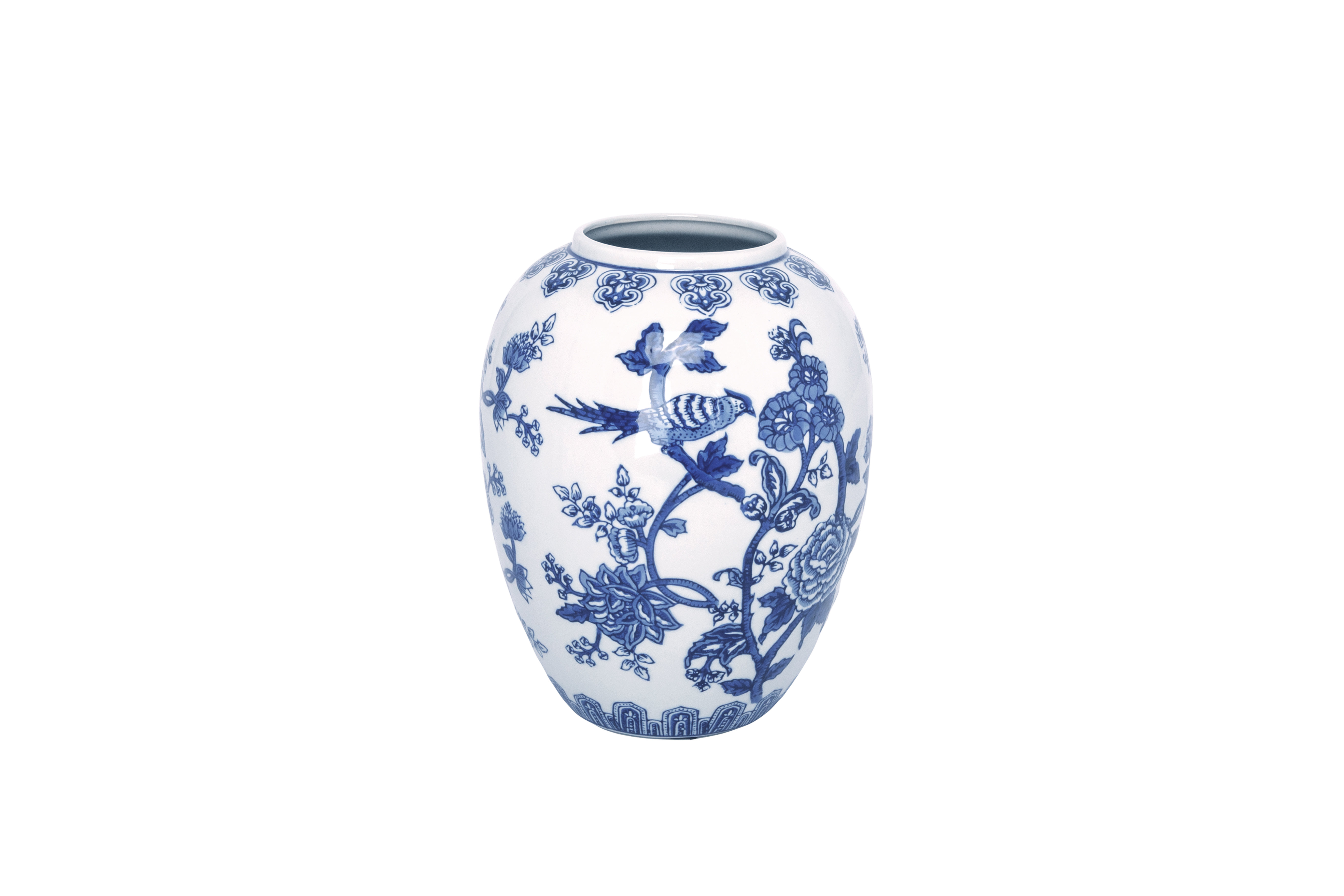 Charlton Home® Ceramic Chinoiserie Ginger/Temple Jar Gloss Finish Blue ...