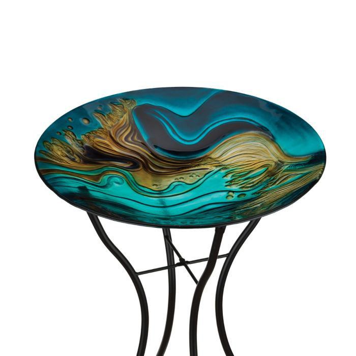Regal Art & Gift 18" Birdbath with Stand - Swirl Green | Wayfair