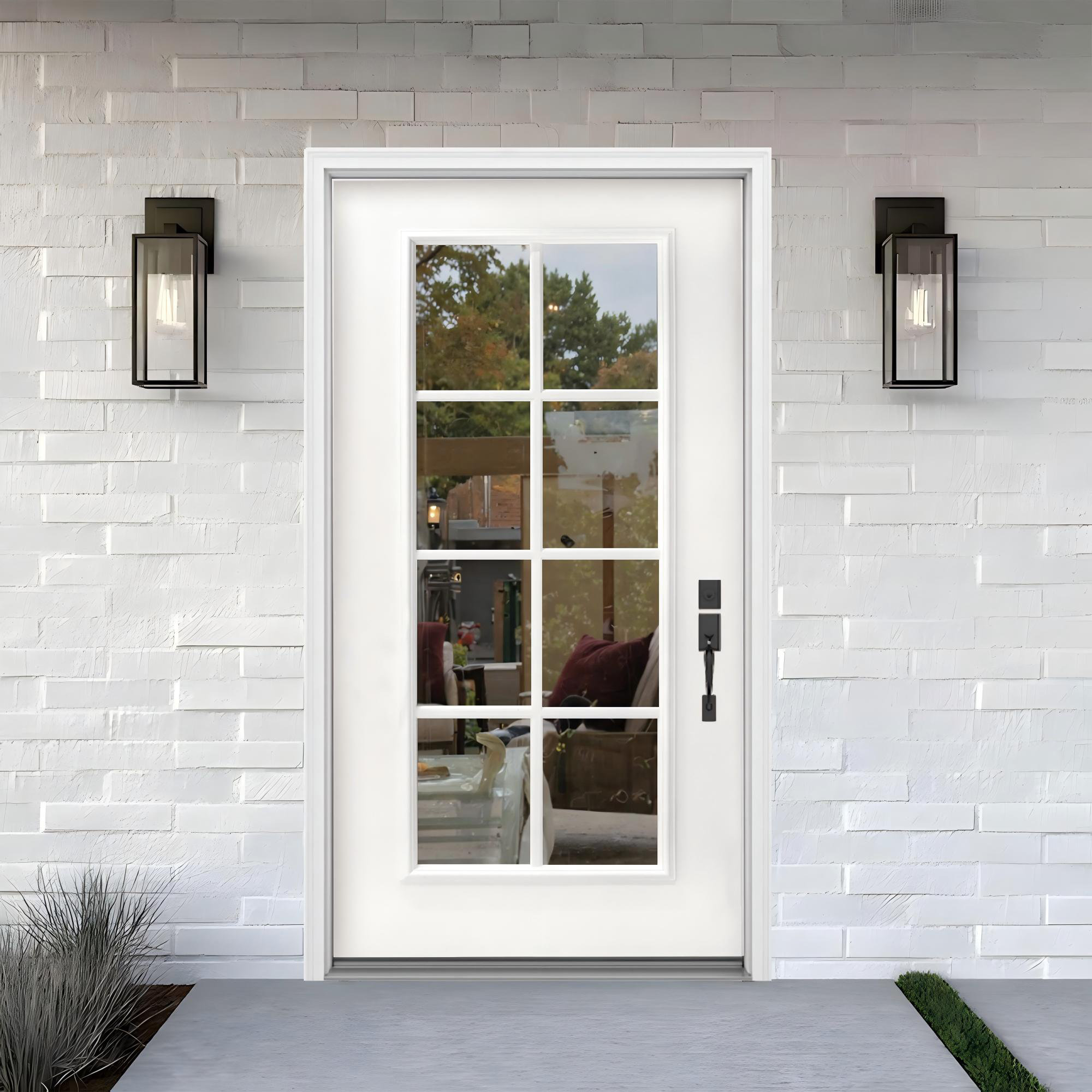 CRAFTIUM Modern 8-Lite Fiberglass Exterior Entry Front Door With ...