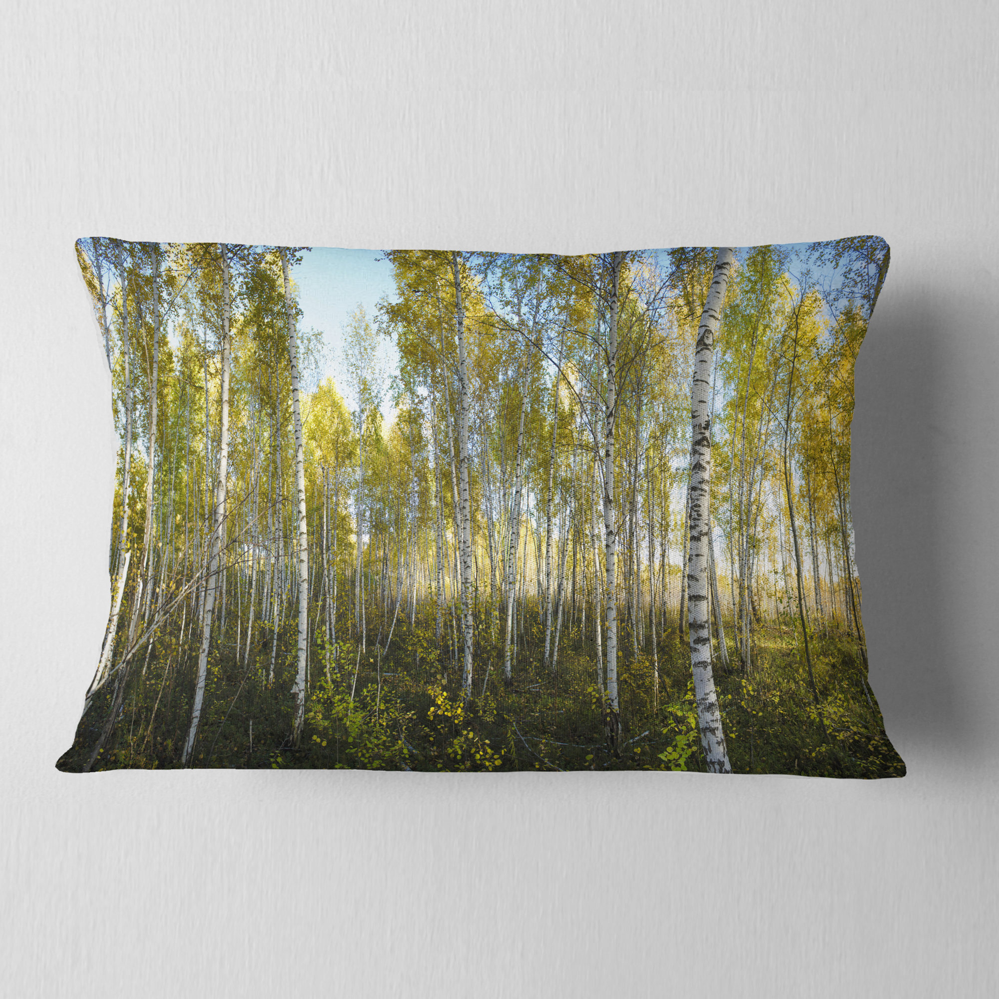 Design Art Green Autumn Trees - Landscape Printed Throw Pillow | Wayfair