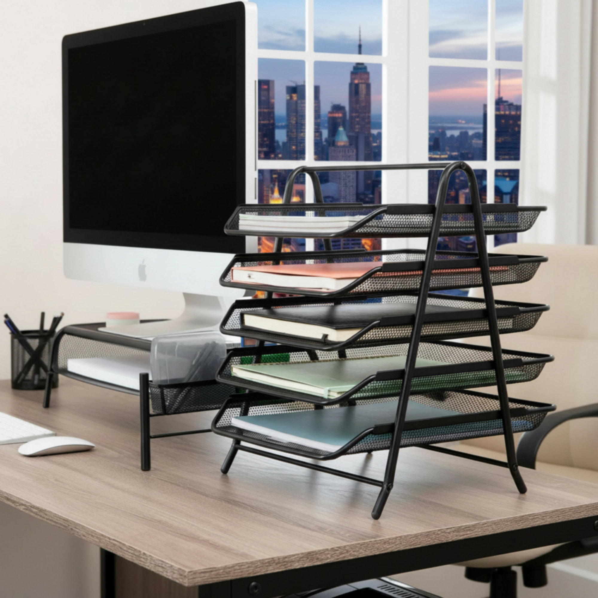 CHENGDULIDA Five-Tier Vertical Tray Office Supplies Storage Rack With ...