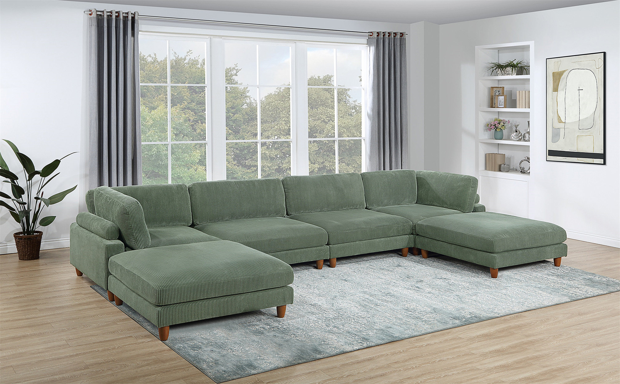 Hokku Designs Contemporary Sage Color 6Pc Modular Sectional Set ...