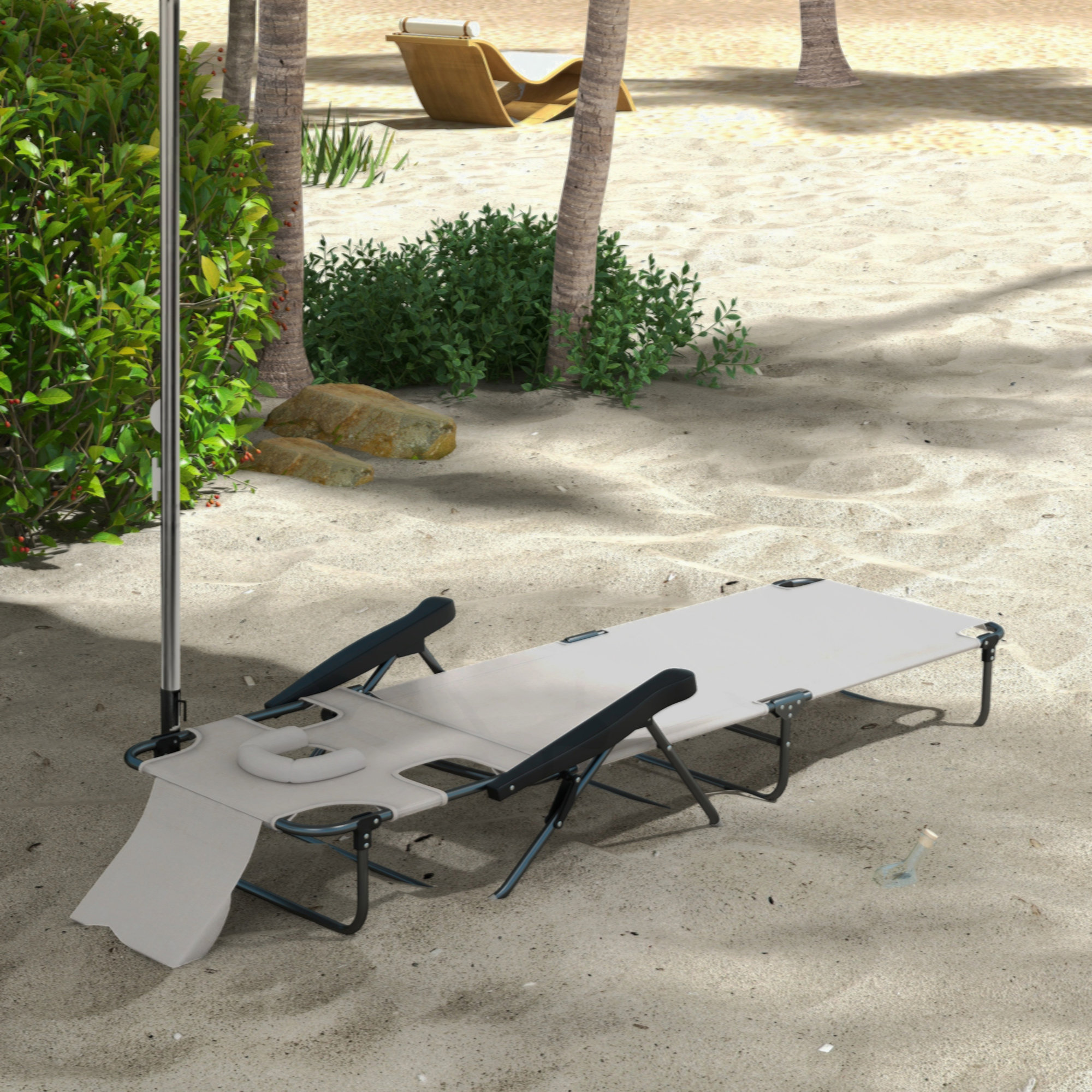 Ebern Designs Tanning Chaise Lounge Chair, 4-Position Beach Chair With ...