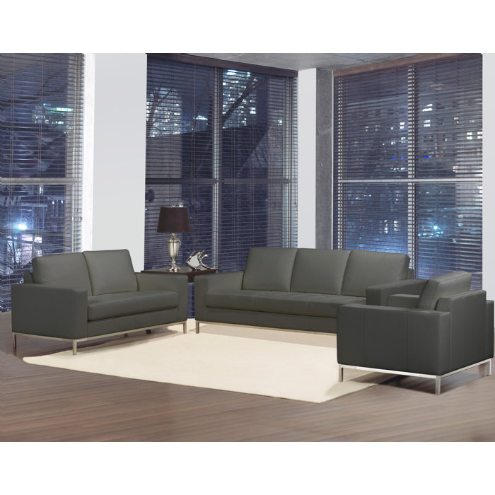 Orren Ellis Witney Leather Living Room Set | Wayfair