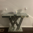 Everly Quinn Amla 35.43" Mirrored Glass Console Table Sofa Table ...