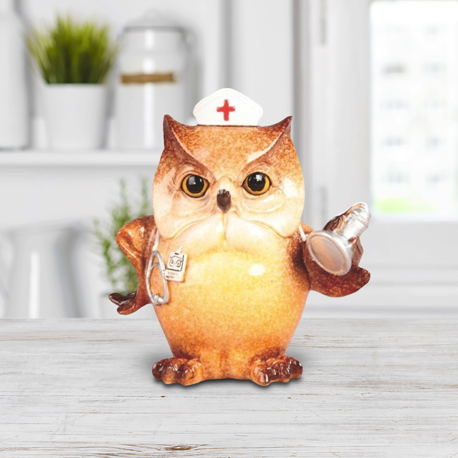 Trinx Jemely 4"H Owl Doctor Funny Gesture Figurine Unique Gifts | Wayfair