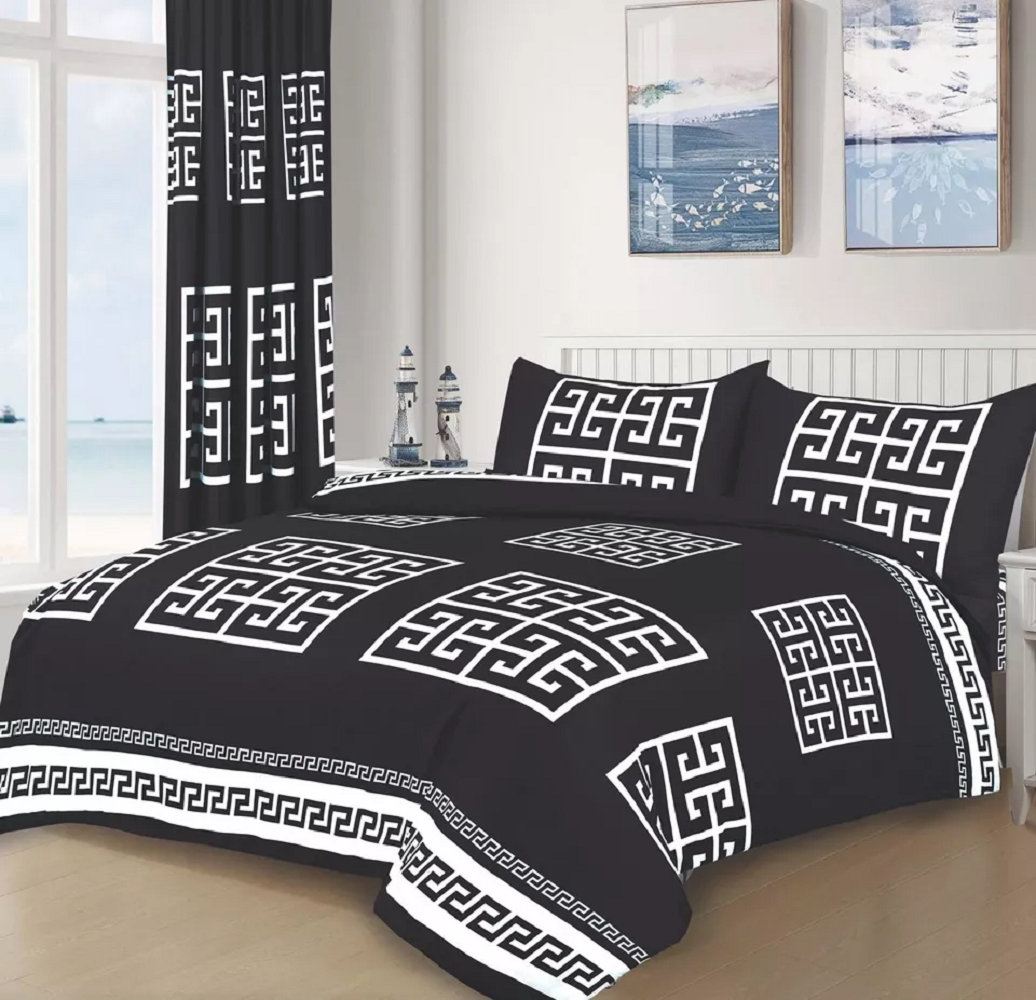 Textile Home Greek Design Microfiber Bedding Set – Soft, Wrinkle ...