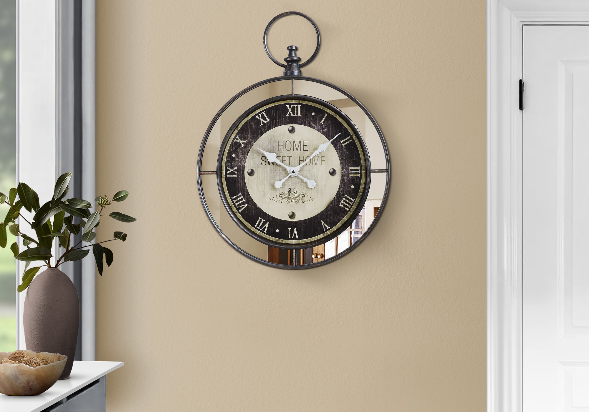 Winston Porter Clocks, 18" Round, Wall Clock, Brown, Mirror ...
