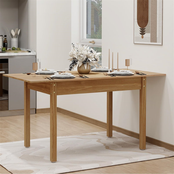 Union Rustic Dining Table, 110-150 Cm Wooden Extendable Table With ...