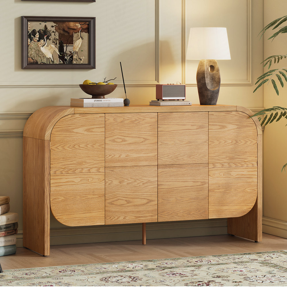 Mercer41 Modern Sideboard With Curvy Edge And Adjustable Shelves For ...