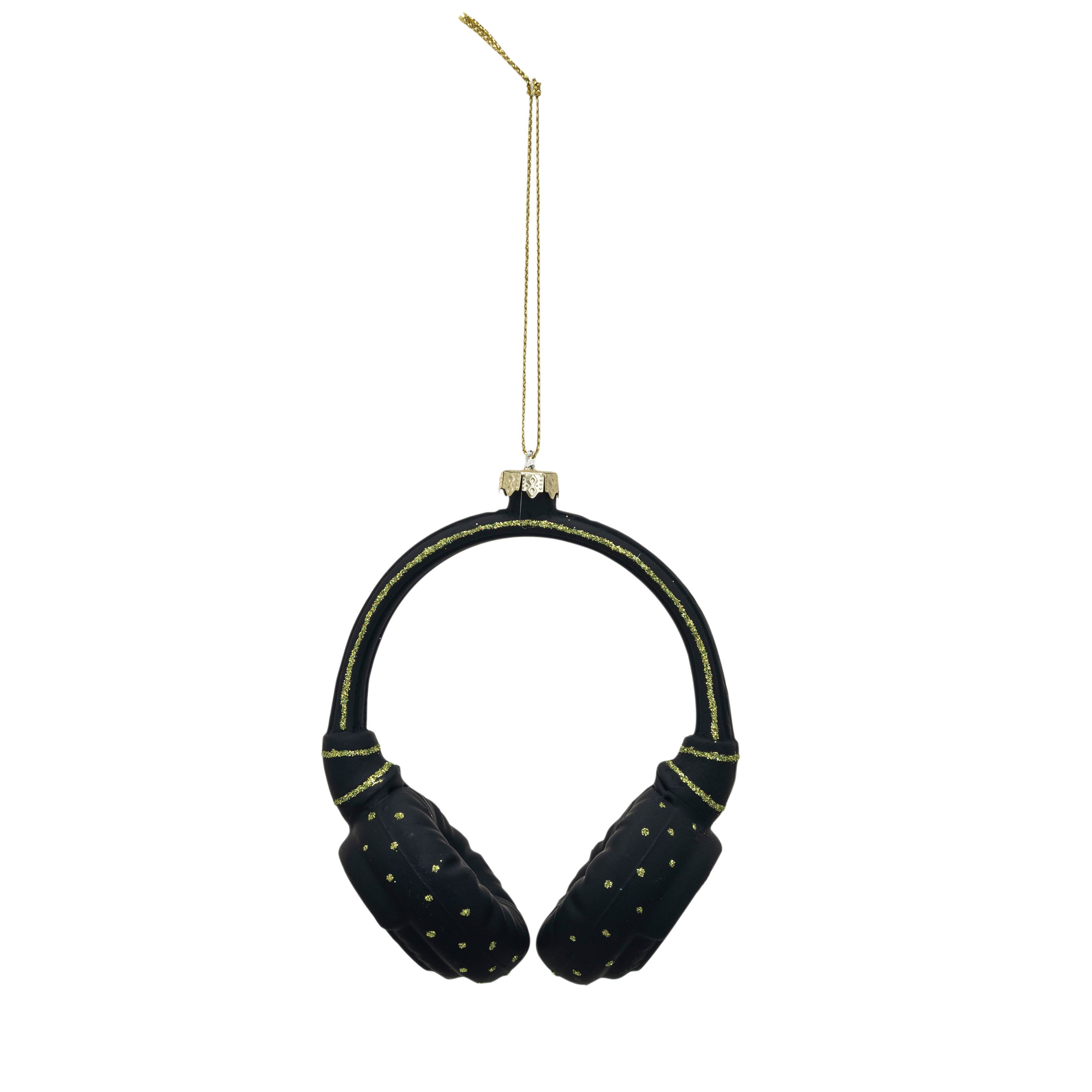 The Holiday Aisle® Glass And Resin Headphones Ornament With Glitter ...