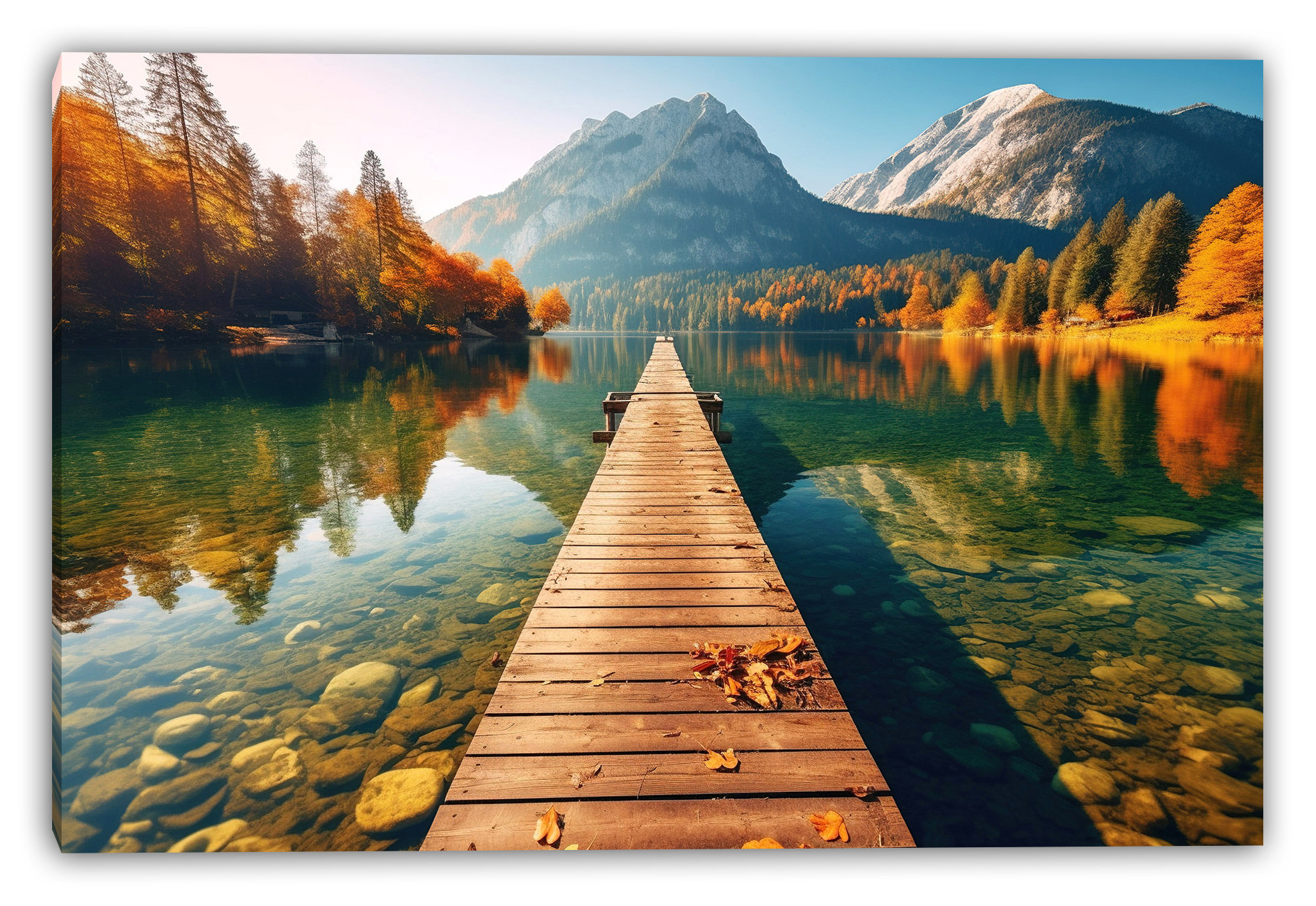 Union Rustic Mountain Lake Horizon Wrapped Canvas Wall Art | Wayfair