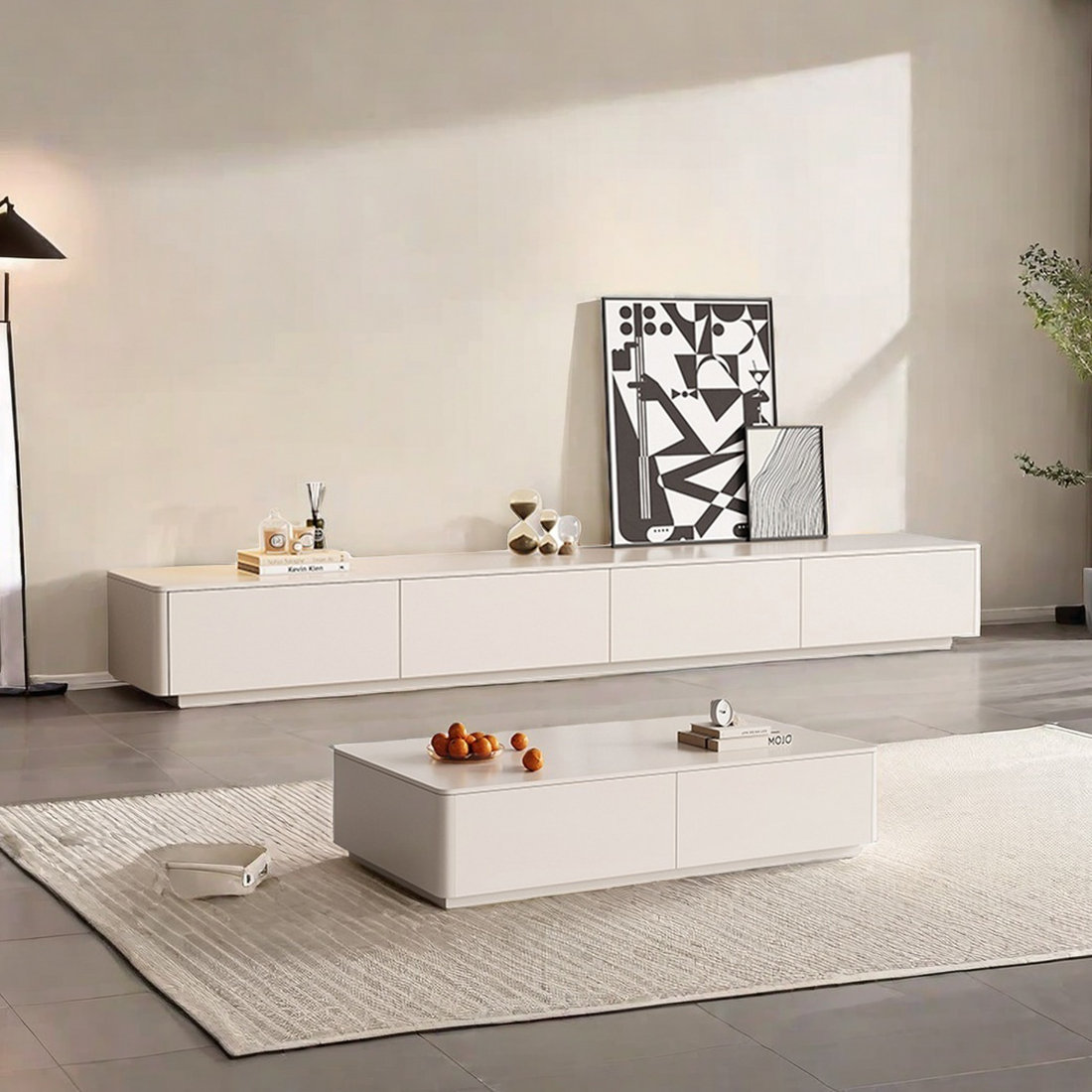 Creature B Comforts Minimalist Style TV Stand and Coffee Table Set ...