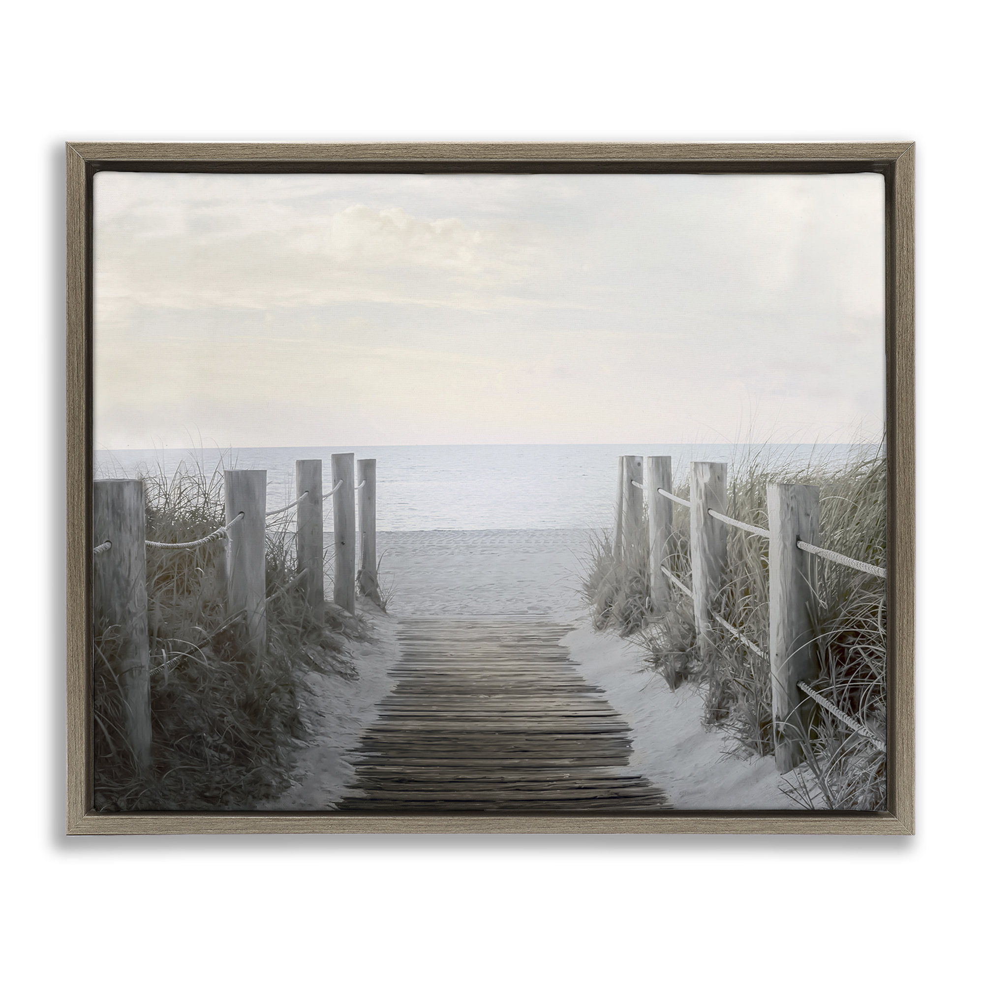 Dovecove Boardwalk Steps to Beach Framed Floater Canvas Wall Art by ...