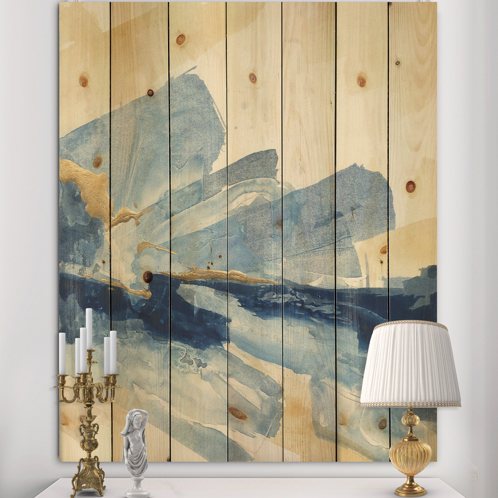 East Urban Home Metallic Gold Indigo I - Modern Glam Print on Natural ...