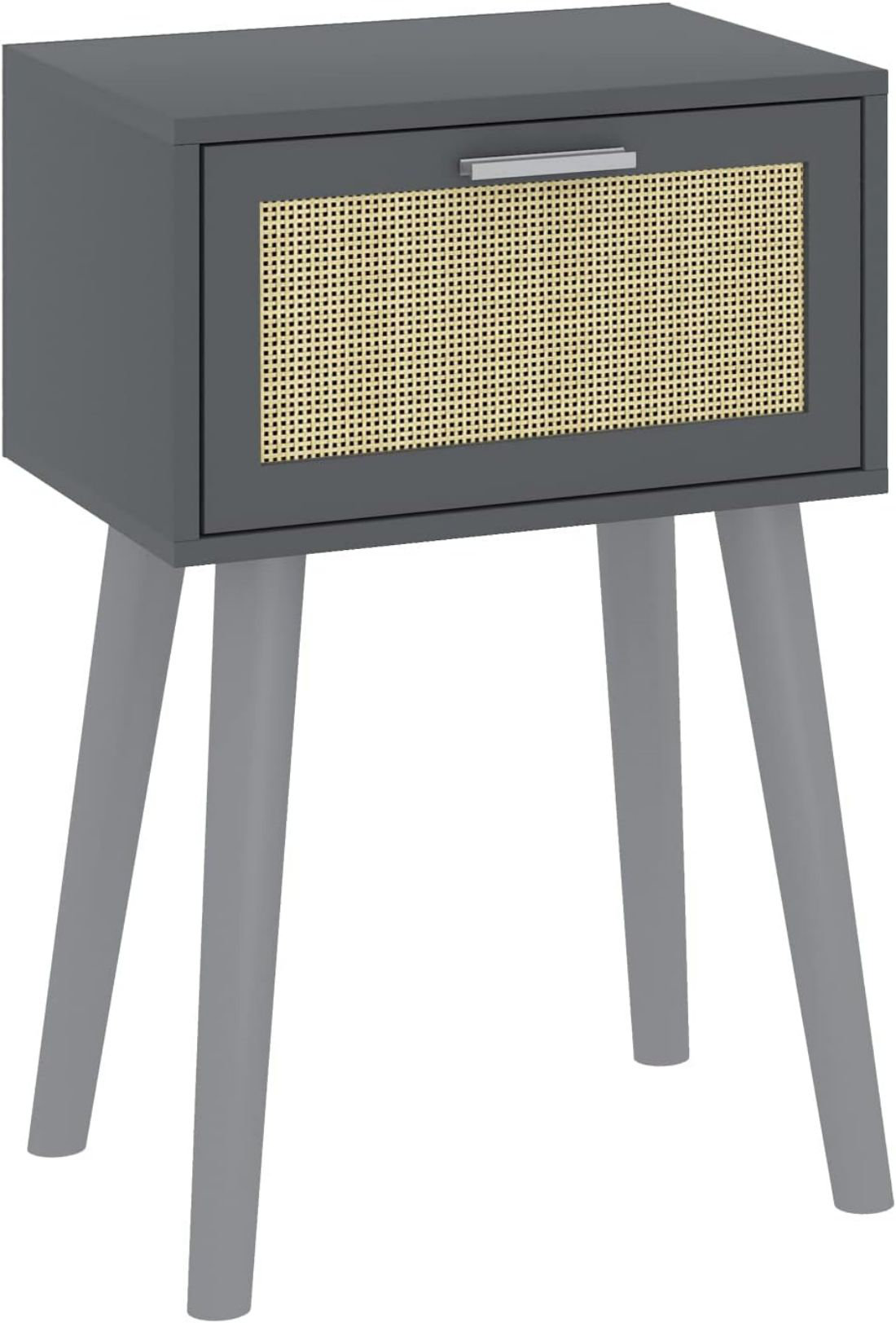 George Oliver Small Nightstand With Rattan Door, Bedside Table With ...