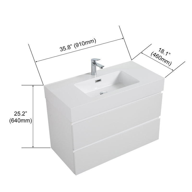 NFusion Simon Solid Surface Bathroom Vanity Top with Sink – No Cabinet ...