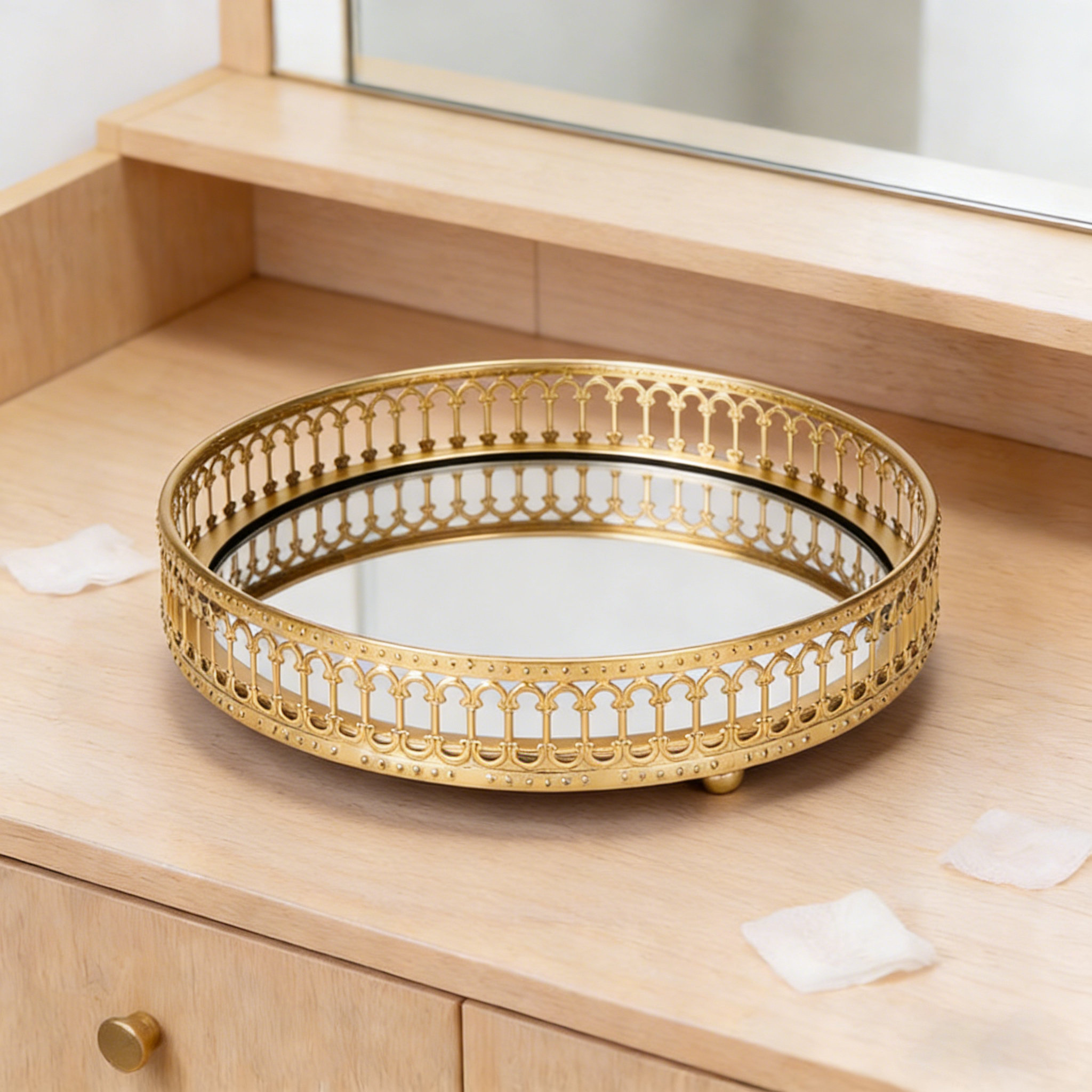 Wrought Studio Gold Mirrored Vanity Tray For Jewellery & Perfume ...