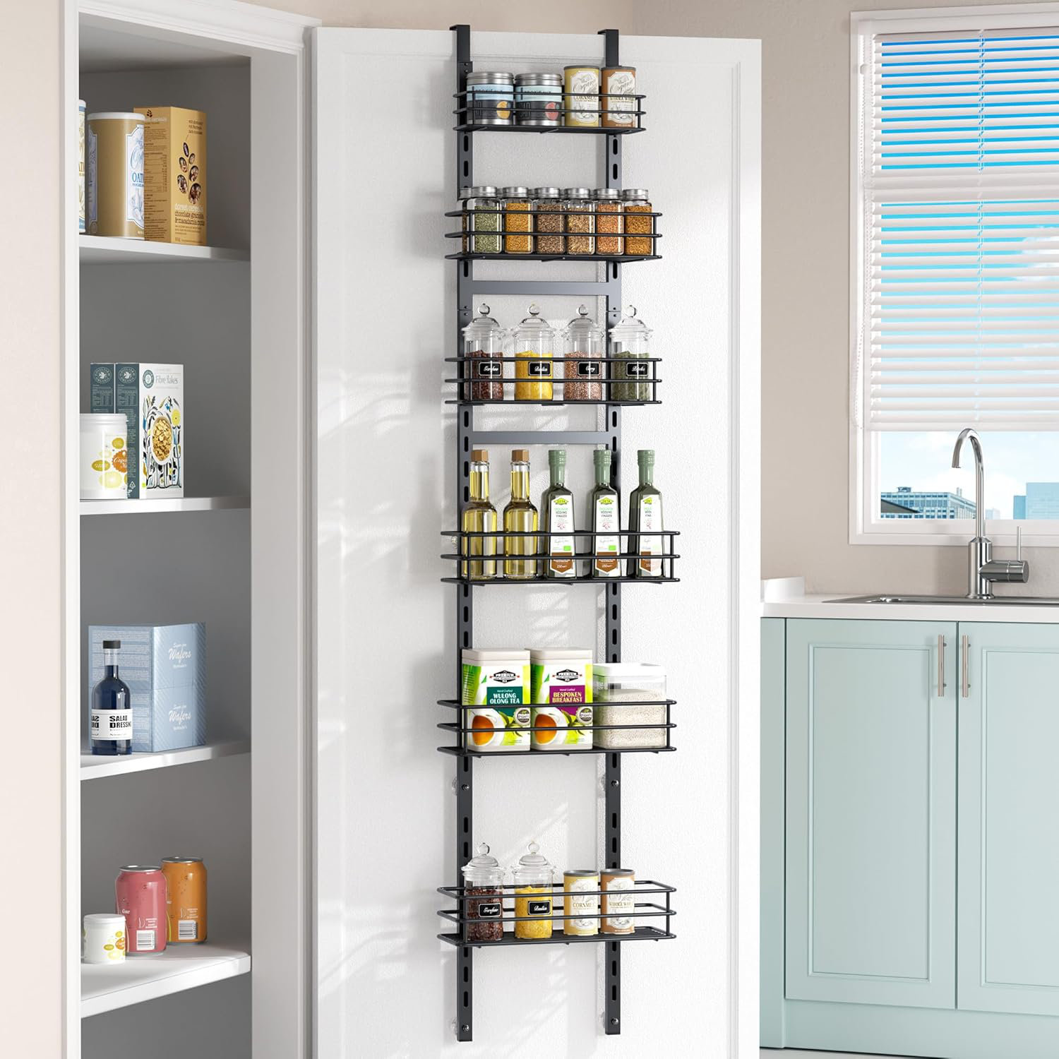 Prep & Savour 6 Tier Hanging Adjustable Over The Door Spice Rack | Wayfair