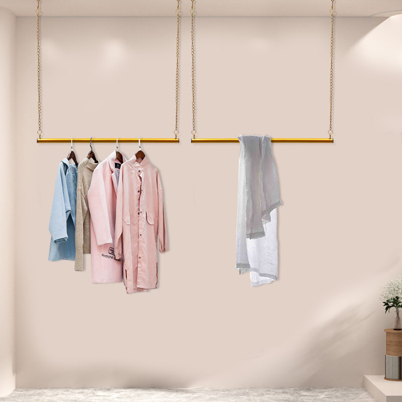 Everly Quinn Hirasuna Adjustable Metal Wall Mounted Clothes Rack ...