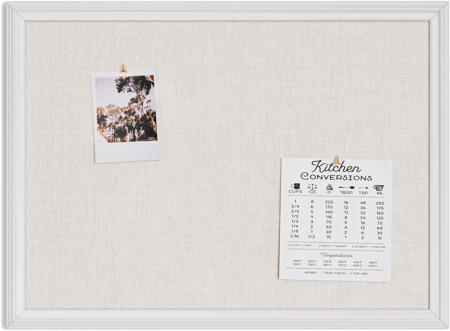 Latitude Run® Farmhouse Linen Bulletin Board, 23"X17", White Wood Style ...
