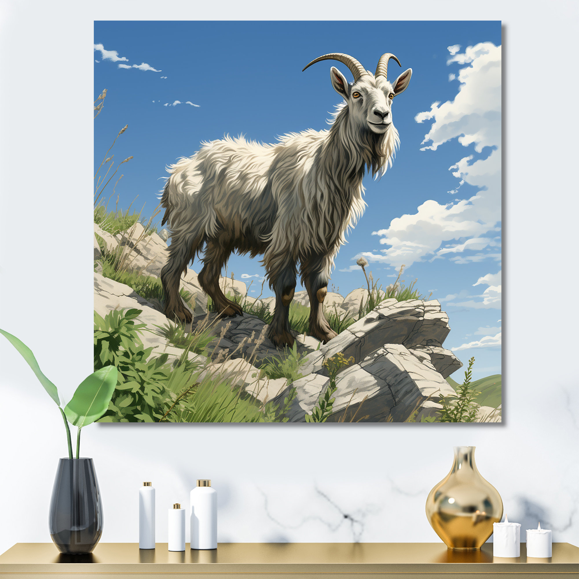 August Grove® Mountain Goat Portrait Adventure - Goat Animal Wall Art ...