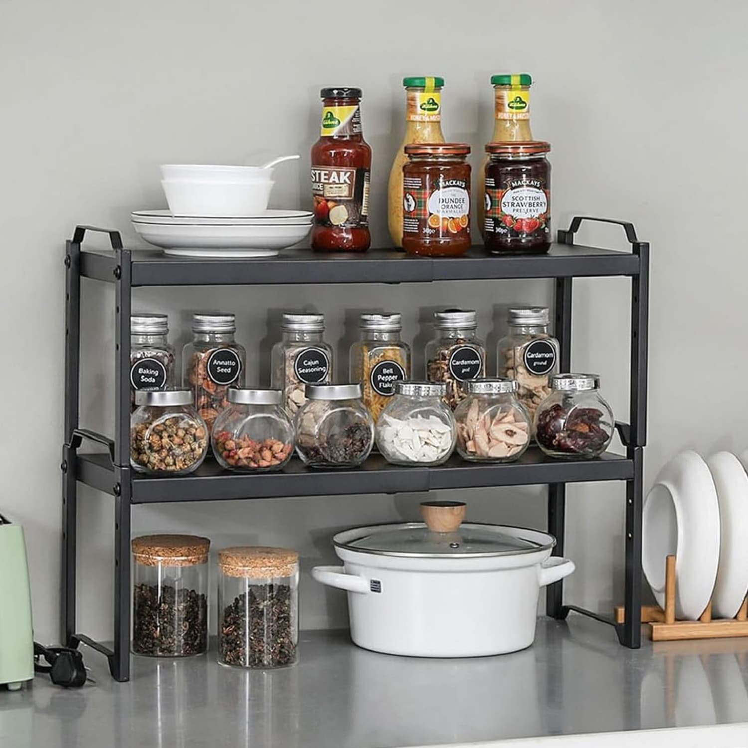 Rebrilliant 2 Packs Of Expandable Cabinet Countertop Shelving ...