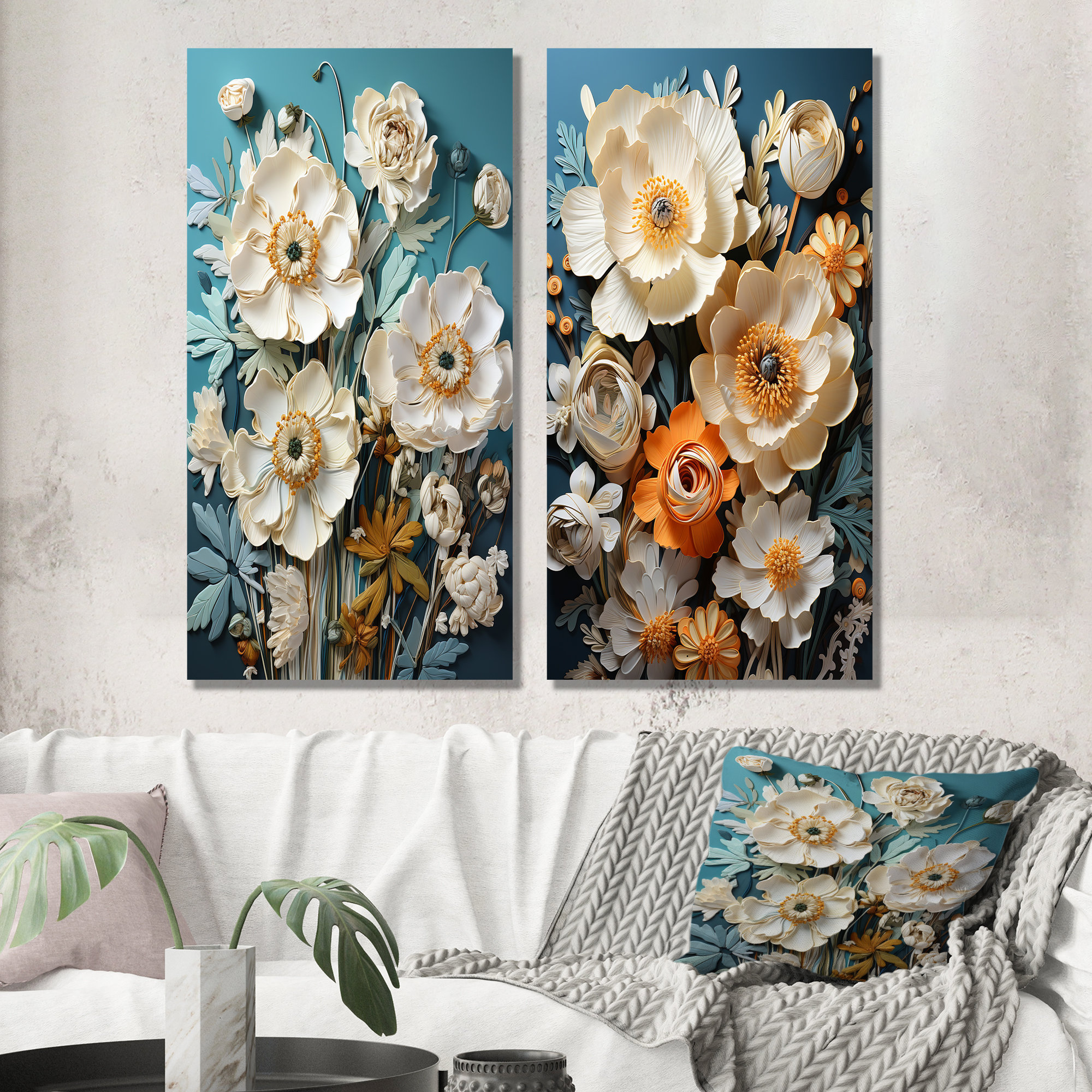 Lark Manor™ Muted Hue Buttercups Merge - Buttercups Canvas Wall Art Set ...