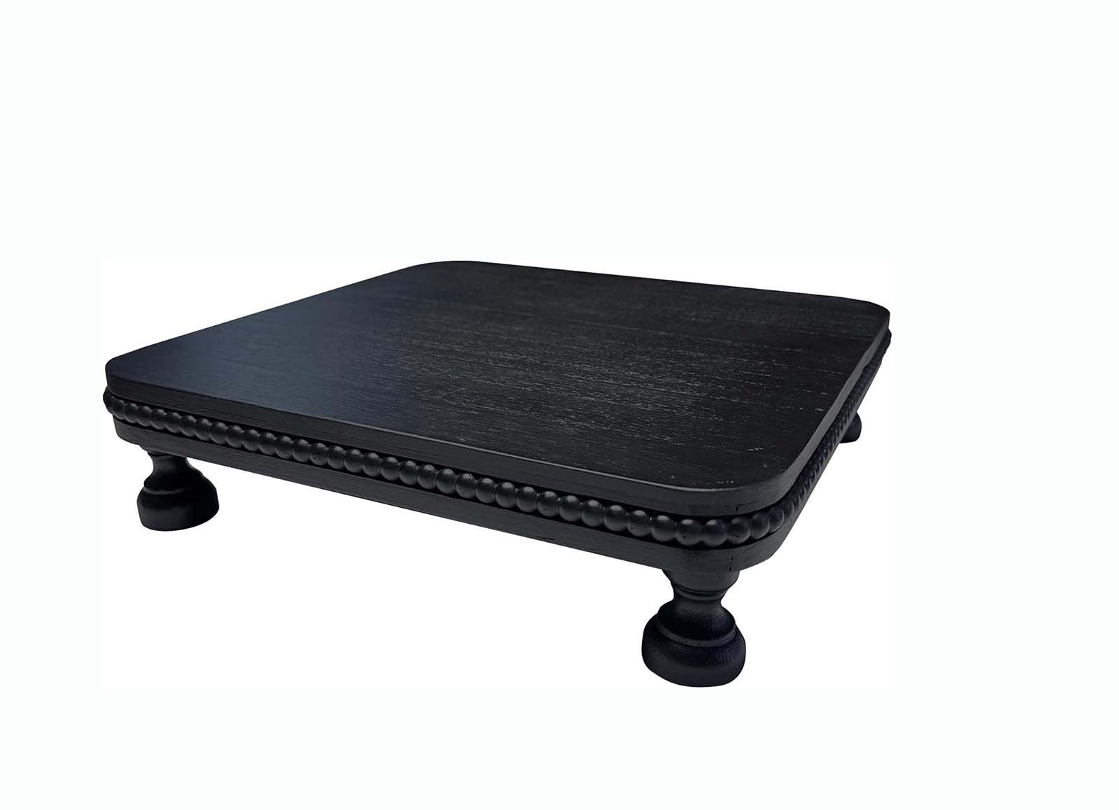 Ophelia & Co. Farmhouse Display Wood Riser, 12" Decorative Black Beaded ...