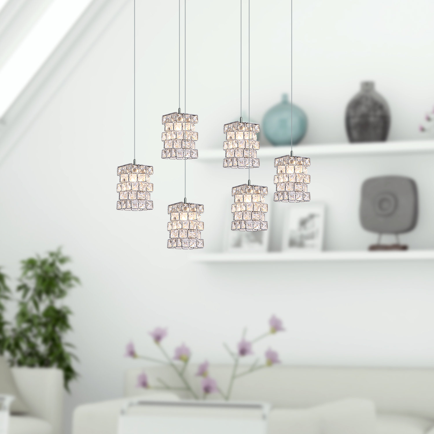 Mercer41 Tidwell 6-Light Cluster Square Pendant | Wayfair