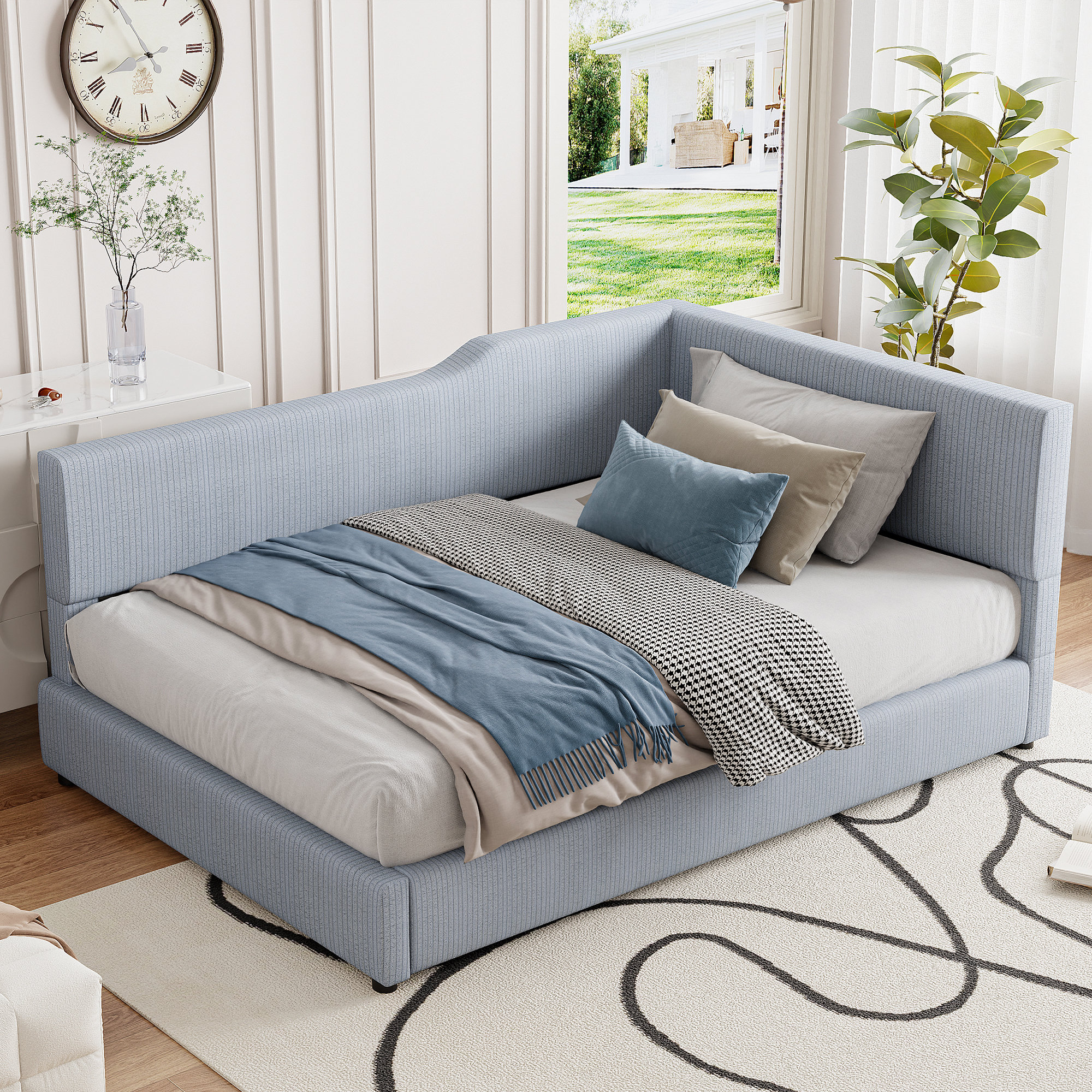 Trule L-Shaped Corduroy Daybed Upholstered Daybed | Wayfair