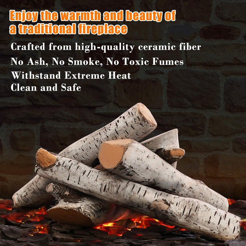 G & R PLUMBING ENTERPRISES, INC. Gas Fireplace Logs Set Ceramic White ...