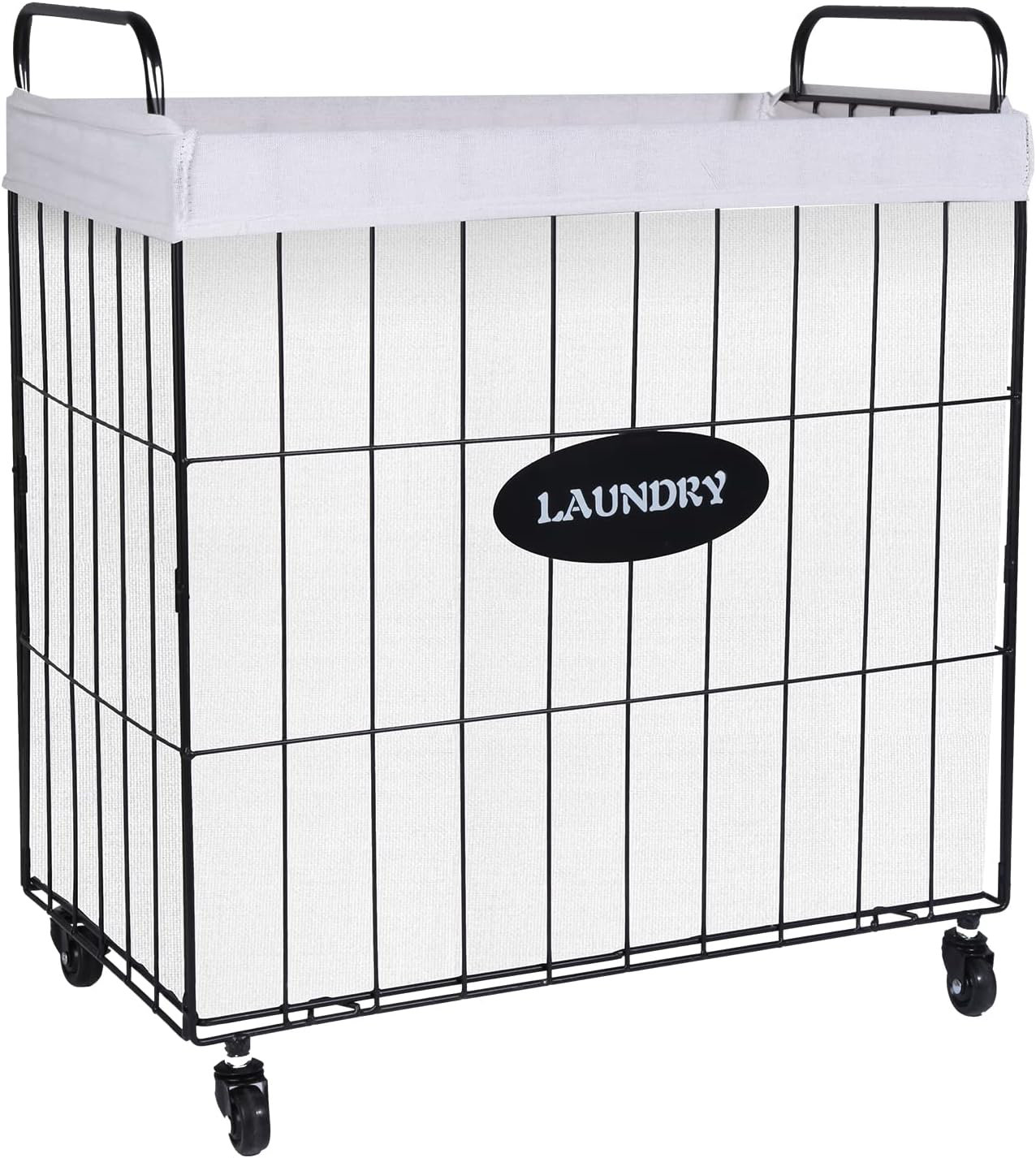 Gracie Oaks Metal Rolling Laundry Hamper with Handles | Wayfair