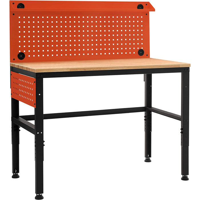 WFX Utility™ Swarttz 47.6'' W Wood Top Height-Adjustable Workbench ...